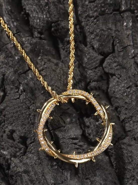 Syrios Gifts | Jewelry | Gold Jesus Crown Of Thorns Pendant Necklace ...